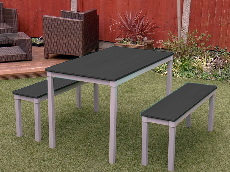 Recycled Plastic Eco-Table and Bench Set